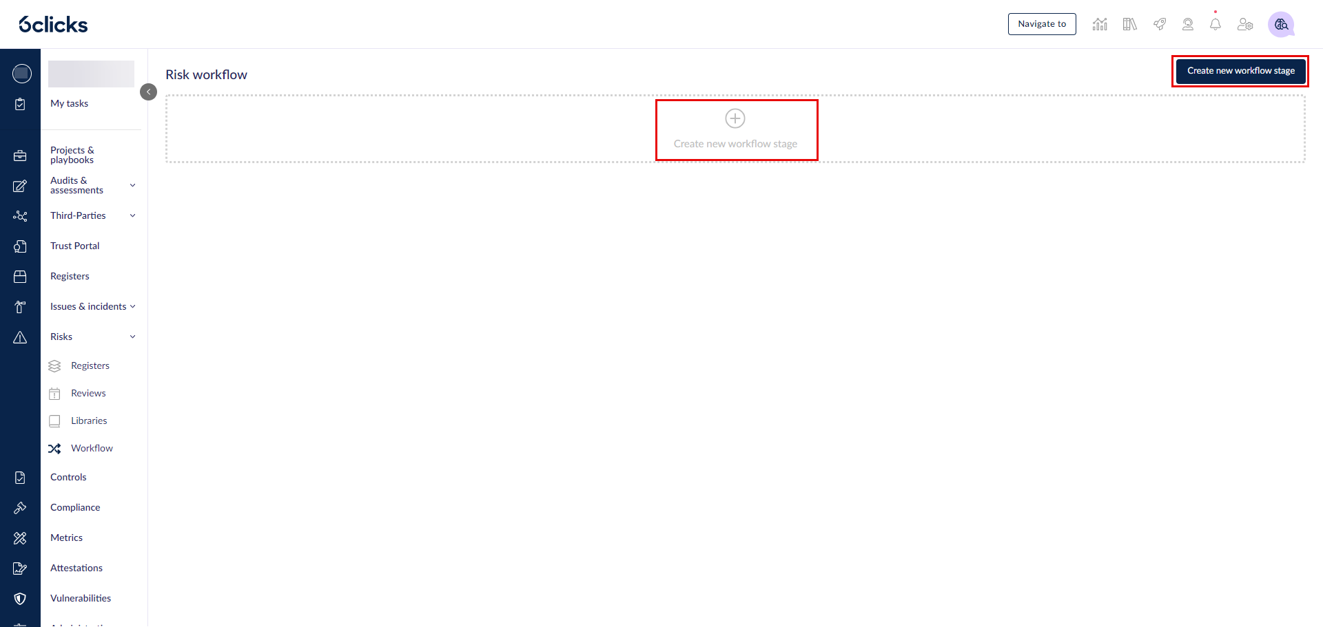 Configuring risk workflow stages